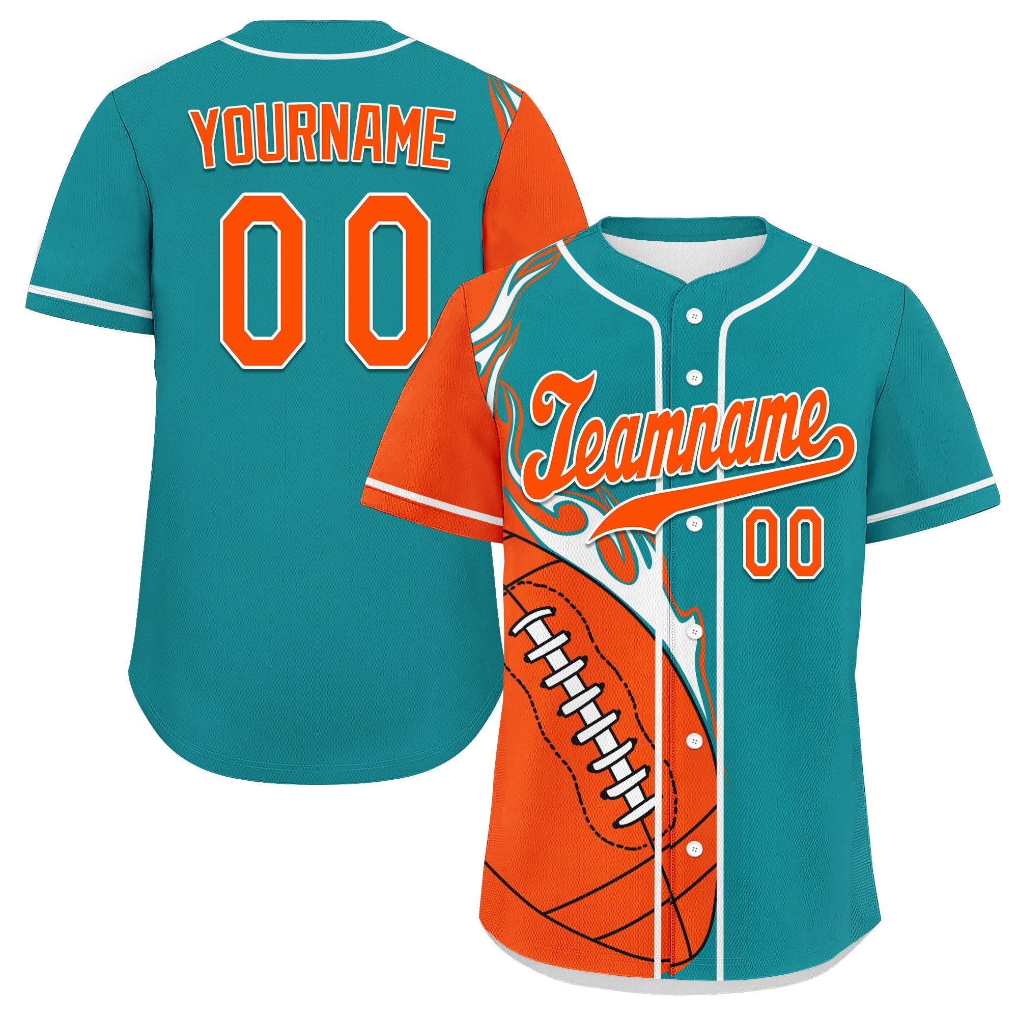 Custom Cyan Orange Classic Style Personalized Authentic Baseball Jersey ...