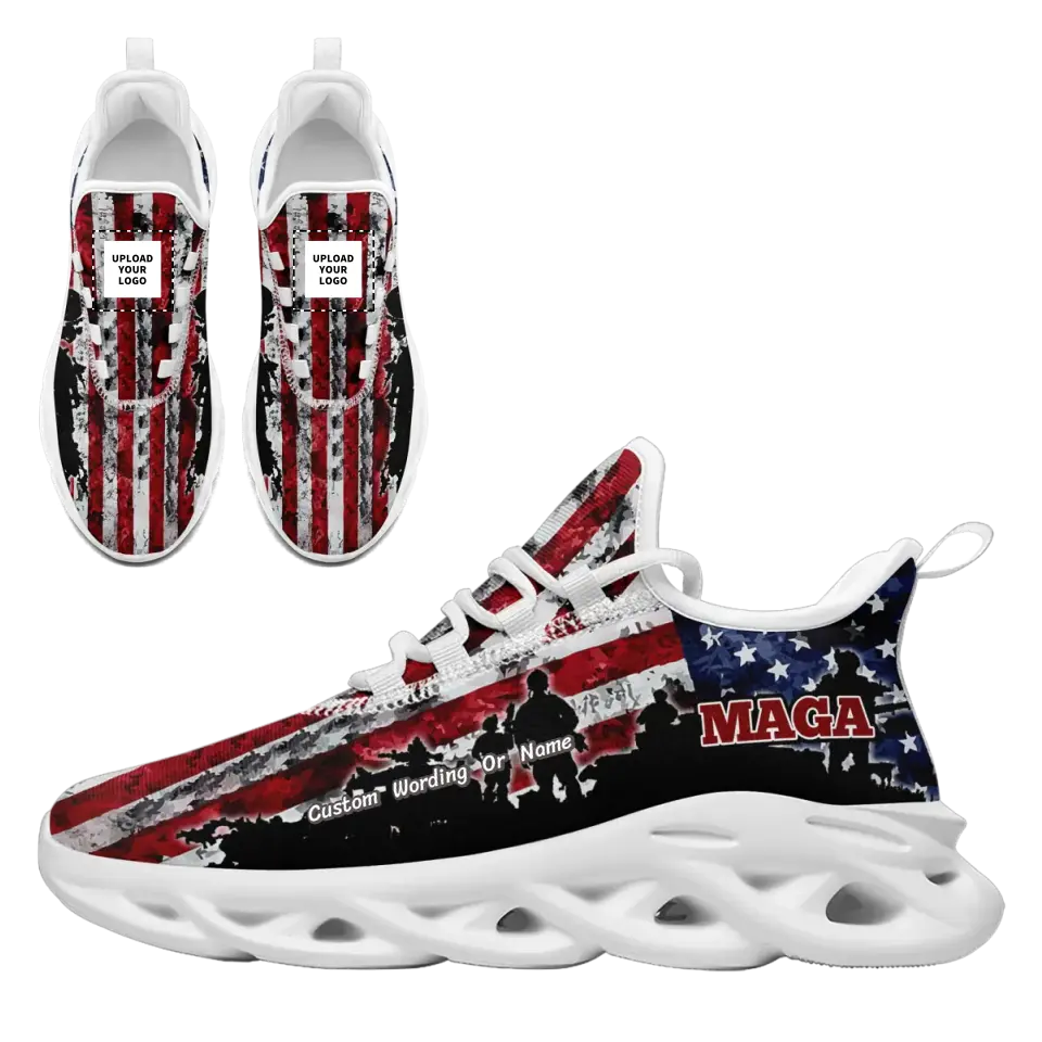 Personalized America Flag Sneakers, Custom MAGA Patriotic Shoes, Comfo