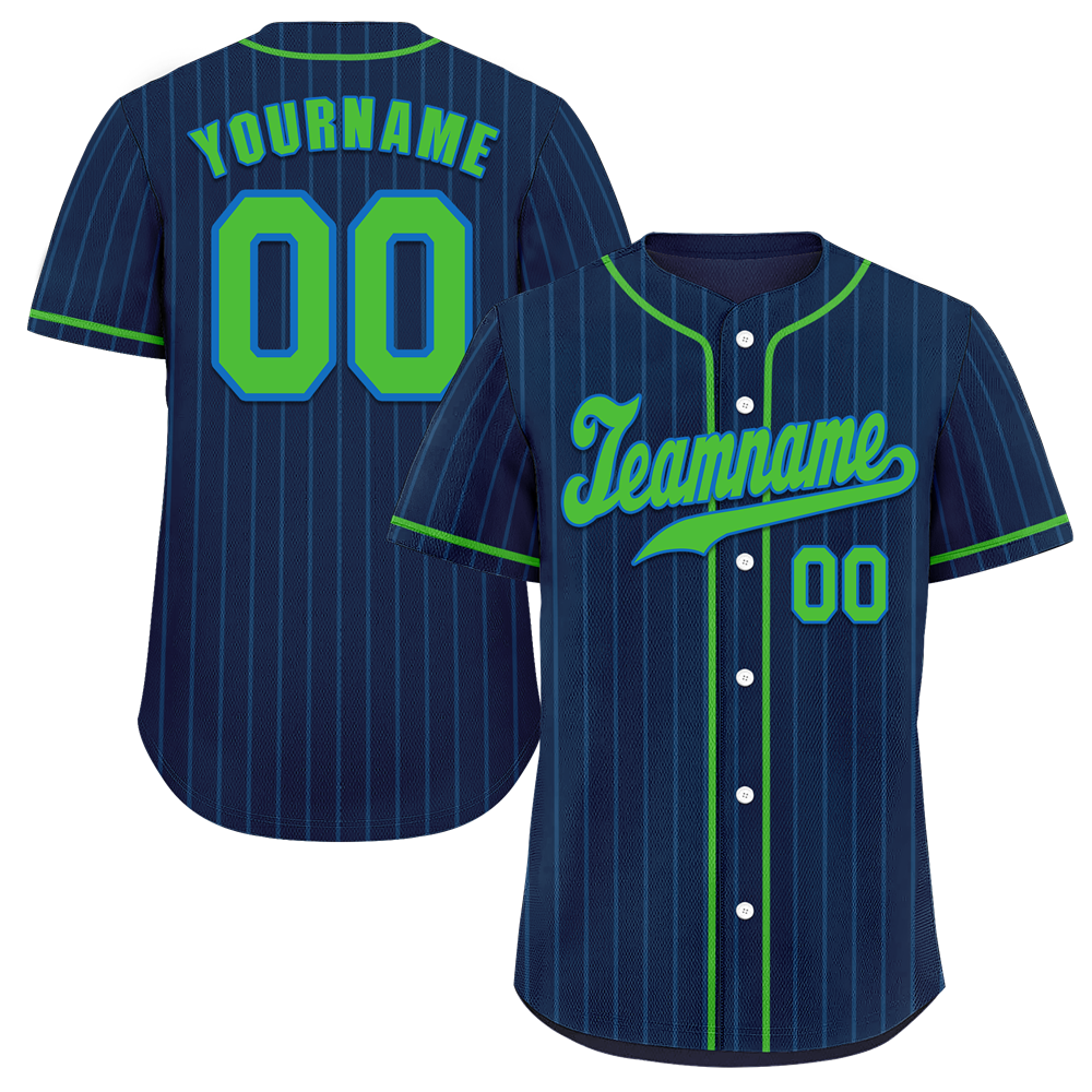 Coolcustomize Custom Blue Stripe Fashion Green Authentic Baseball Jersey