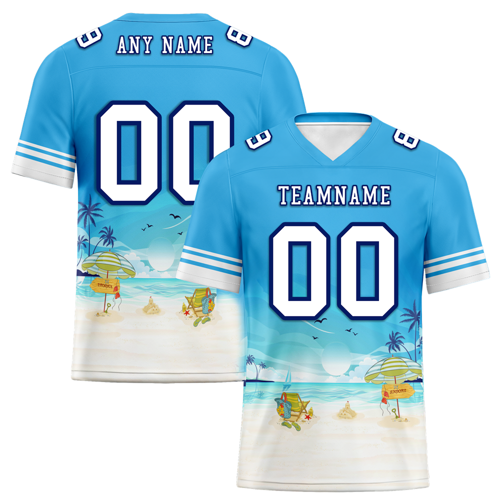 Coolcustomize Custom Blue Hawaii White Personalized Authentic Football ...