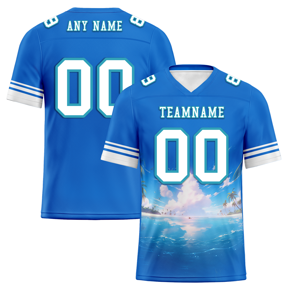Coolcustomize Custom Blue Hawaii White Personalized Authentic Football ...