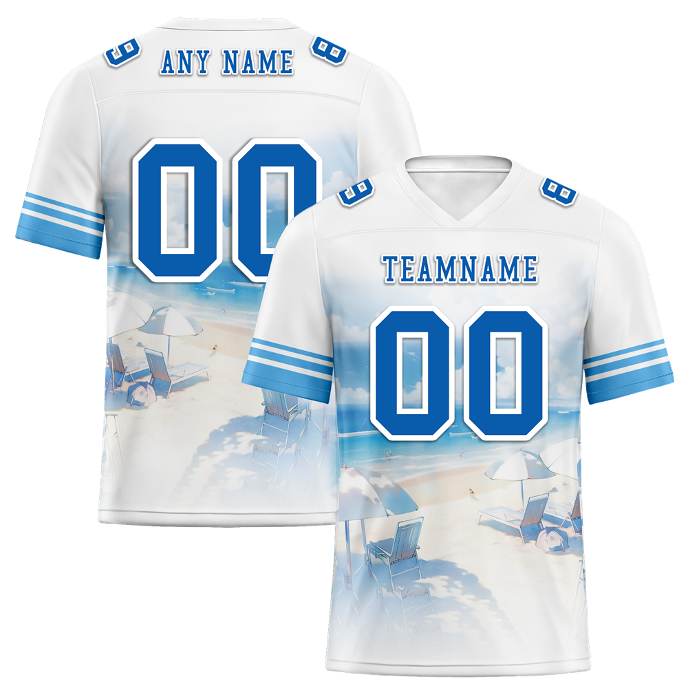 Coolcustomize Custom White Hawaii Blue Personalized Authentic Football ...