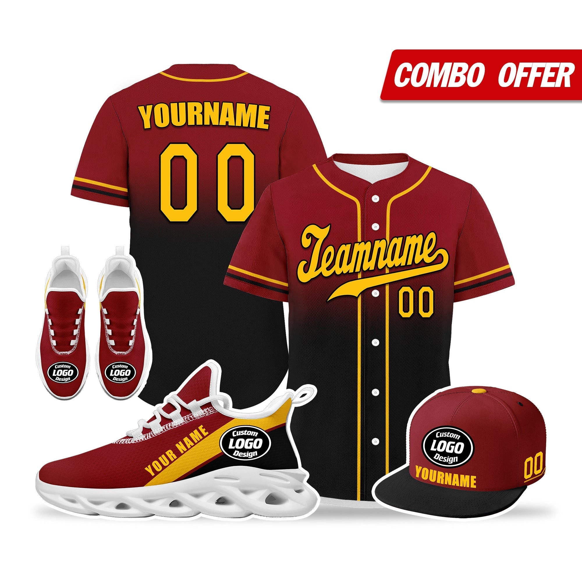 Coolcustomize Custom Red Black Jersey MaxSoul Shoes and Hat Combo Offer ...